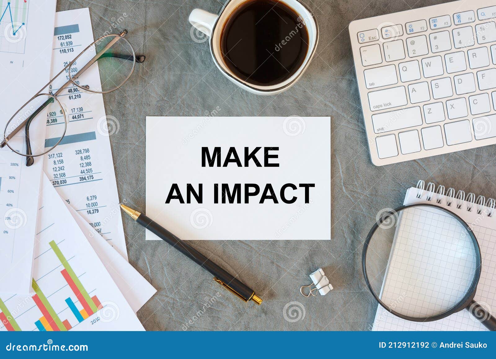 MAKE an IMPACT is Written in a Document on the Office Desk, Diagram and ...