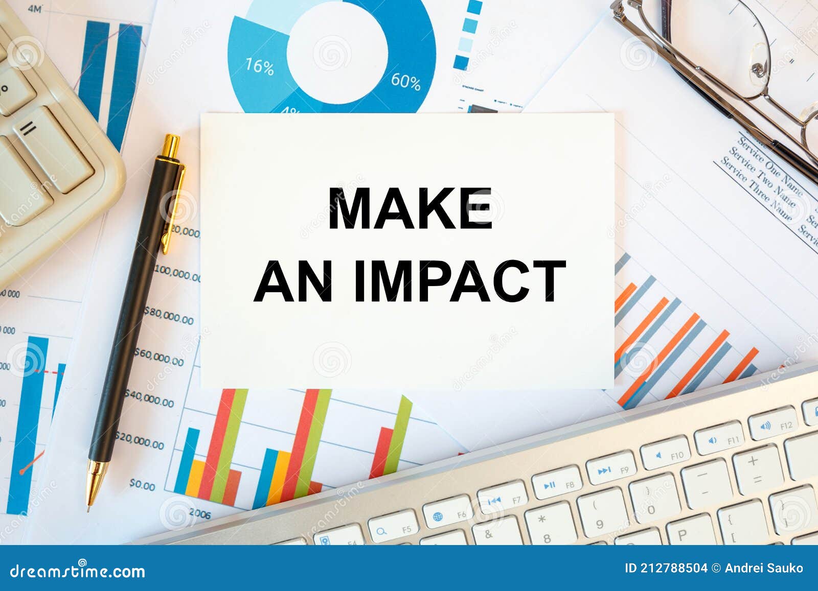 MAKE an IMPACT is Written in a Document on the Office Desk, Diagram and ...