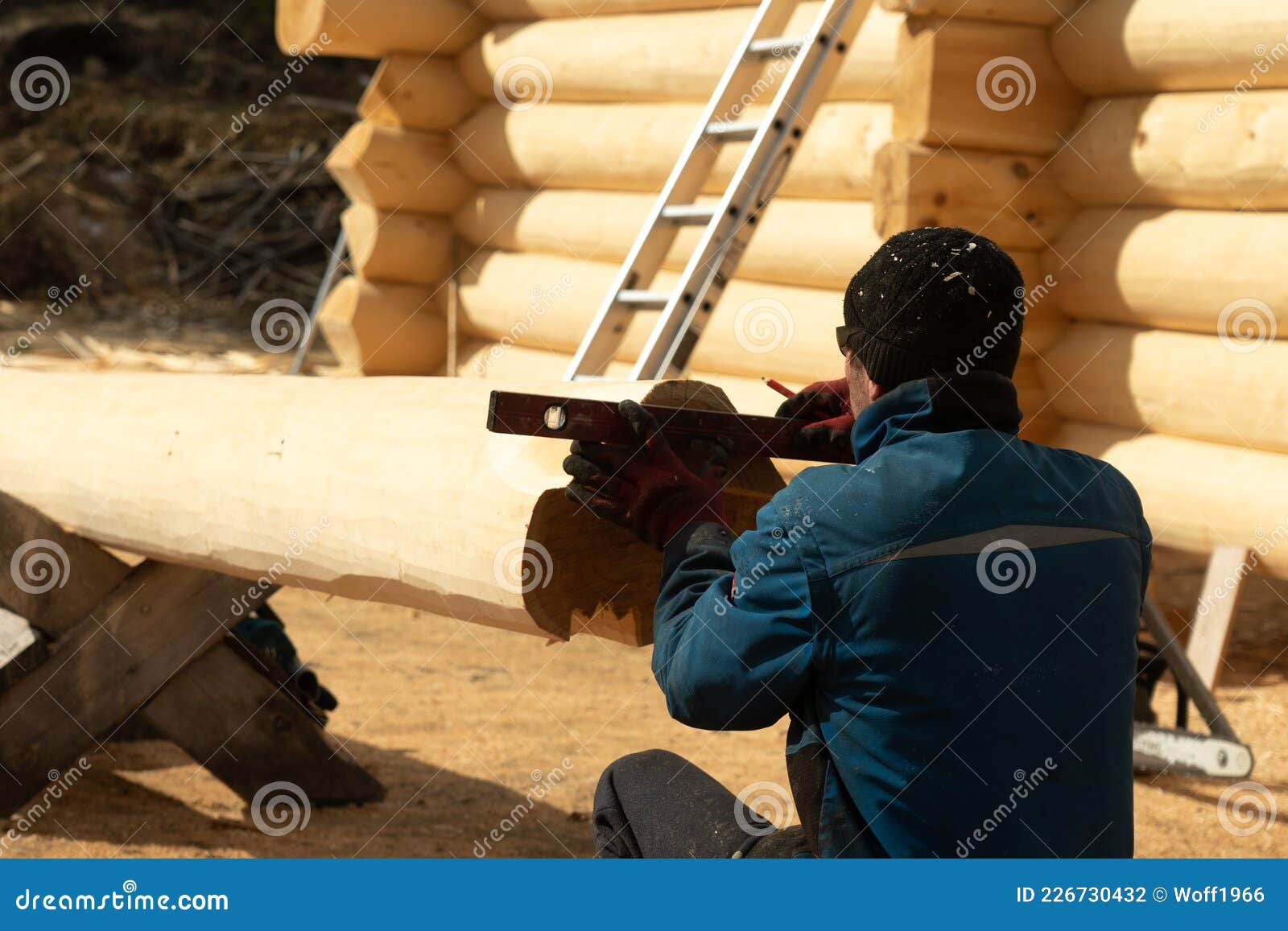 Build a House from Logs. Preparation of Logs for the Assembly of the ...