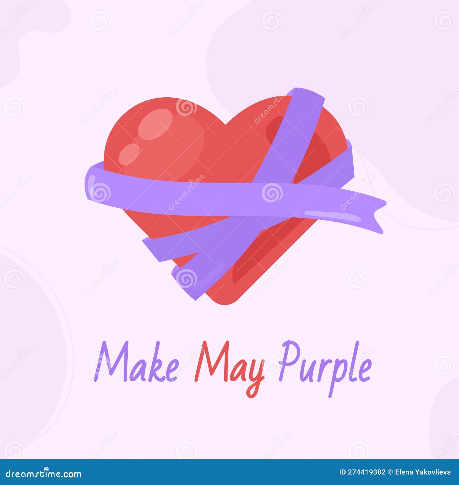 Make May Purple. Stroke Day Background in Flat Style Stock Vector ...