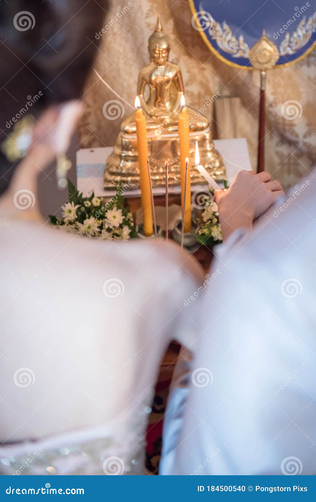 Make Merit in the Buddhist Ceremony in Thai Traditional Wedding Stock ...