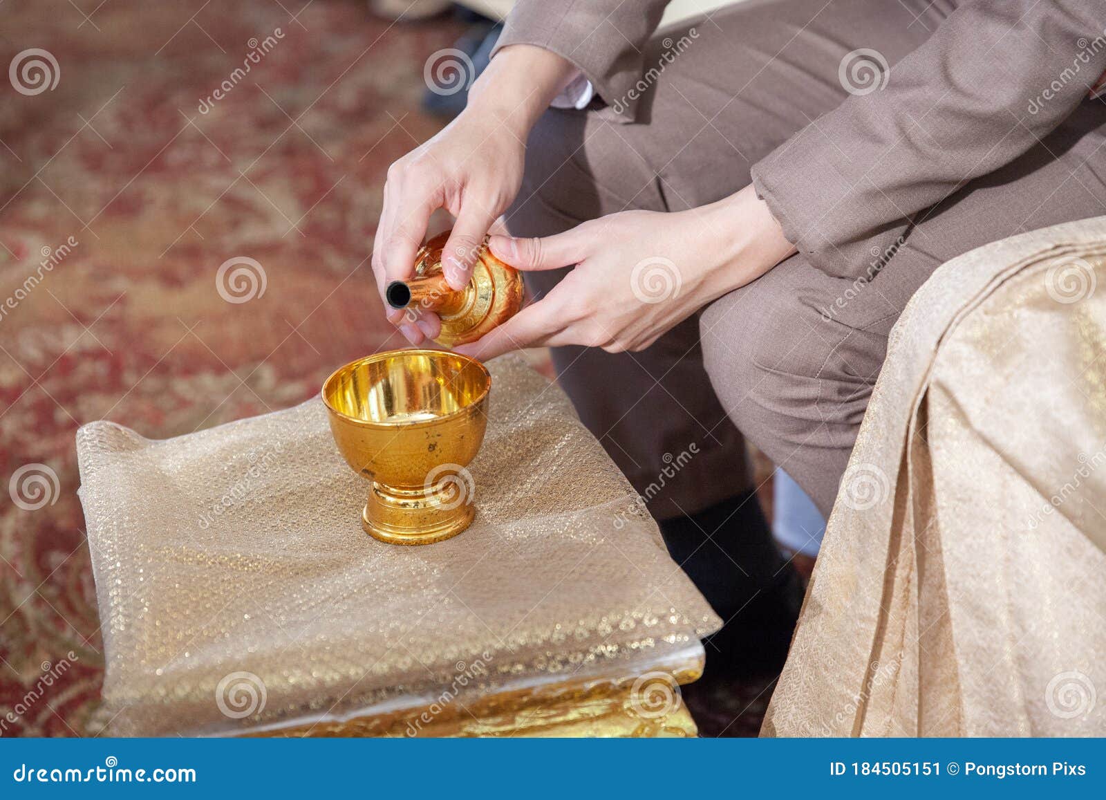 Make Merit in the Buddhist Ceremony in Thai Traditional Wedding Stock ...