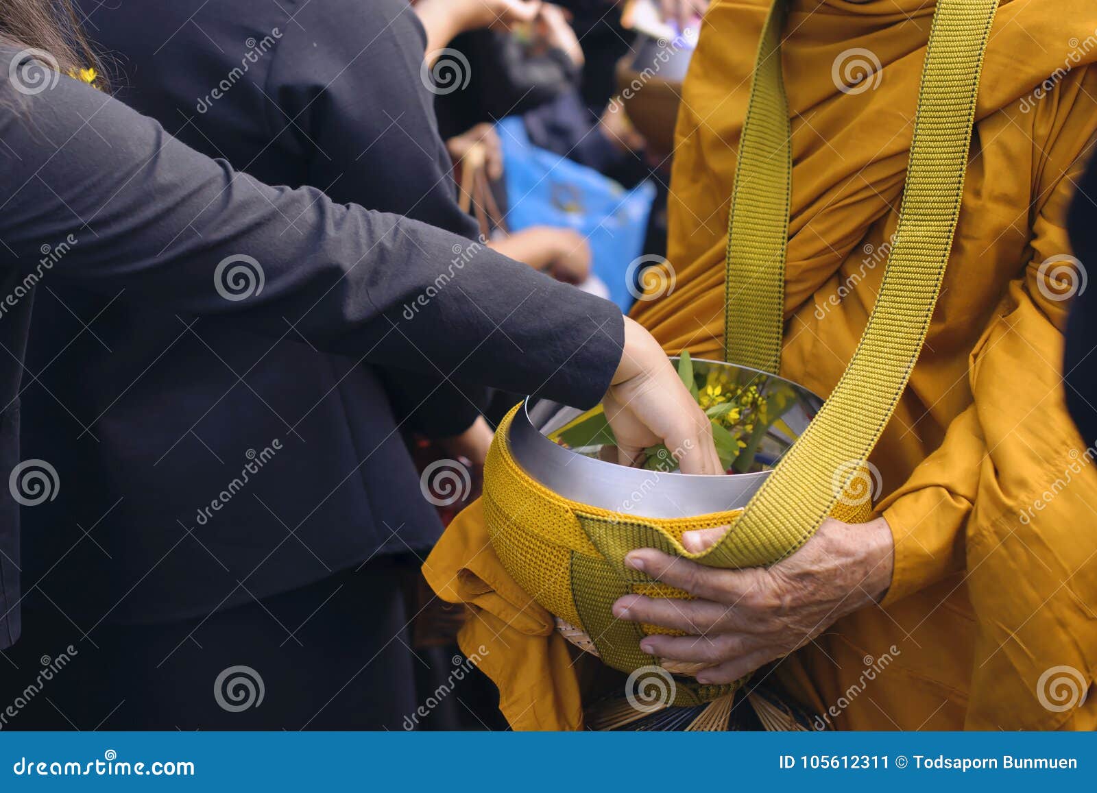 Make Merit Make Offerings To the Monk in Buddhism Stock Image - Image ...