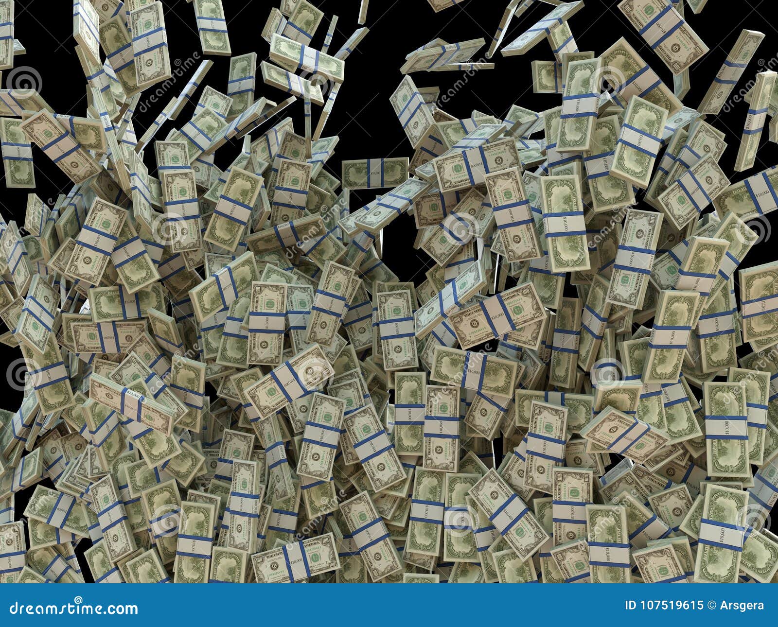 Make Money: Bunches of US Dollars Isolated Stock Image - Image of ...