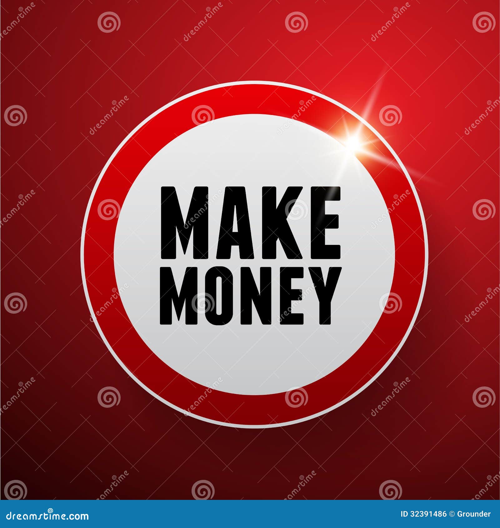 Make money button red stock vector. Illustration of font - 32391486