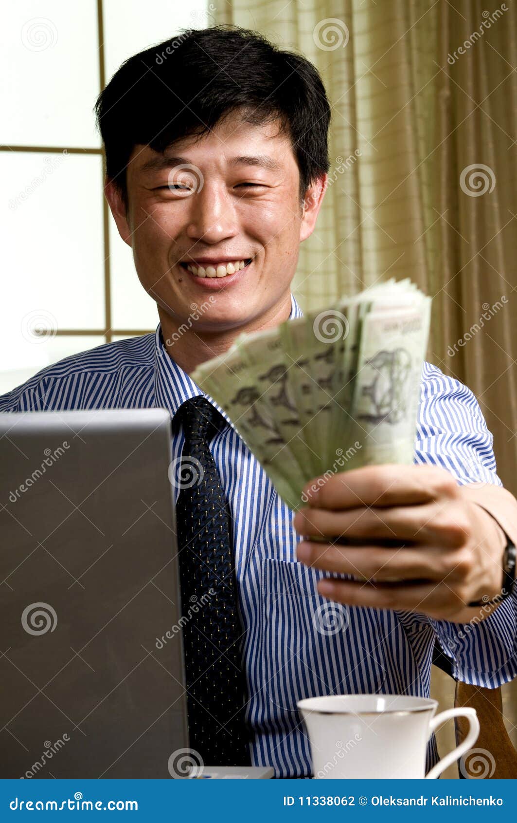 Make money with computer ! stock photo. Image of manager - 11338062
