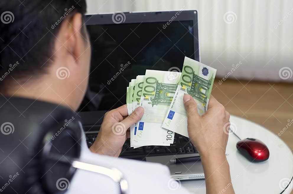 Make money with computer ! stock photo. Image of laptop - 11415896