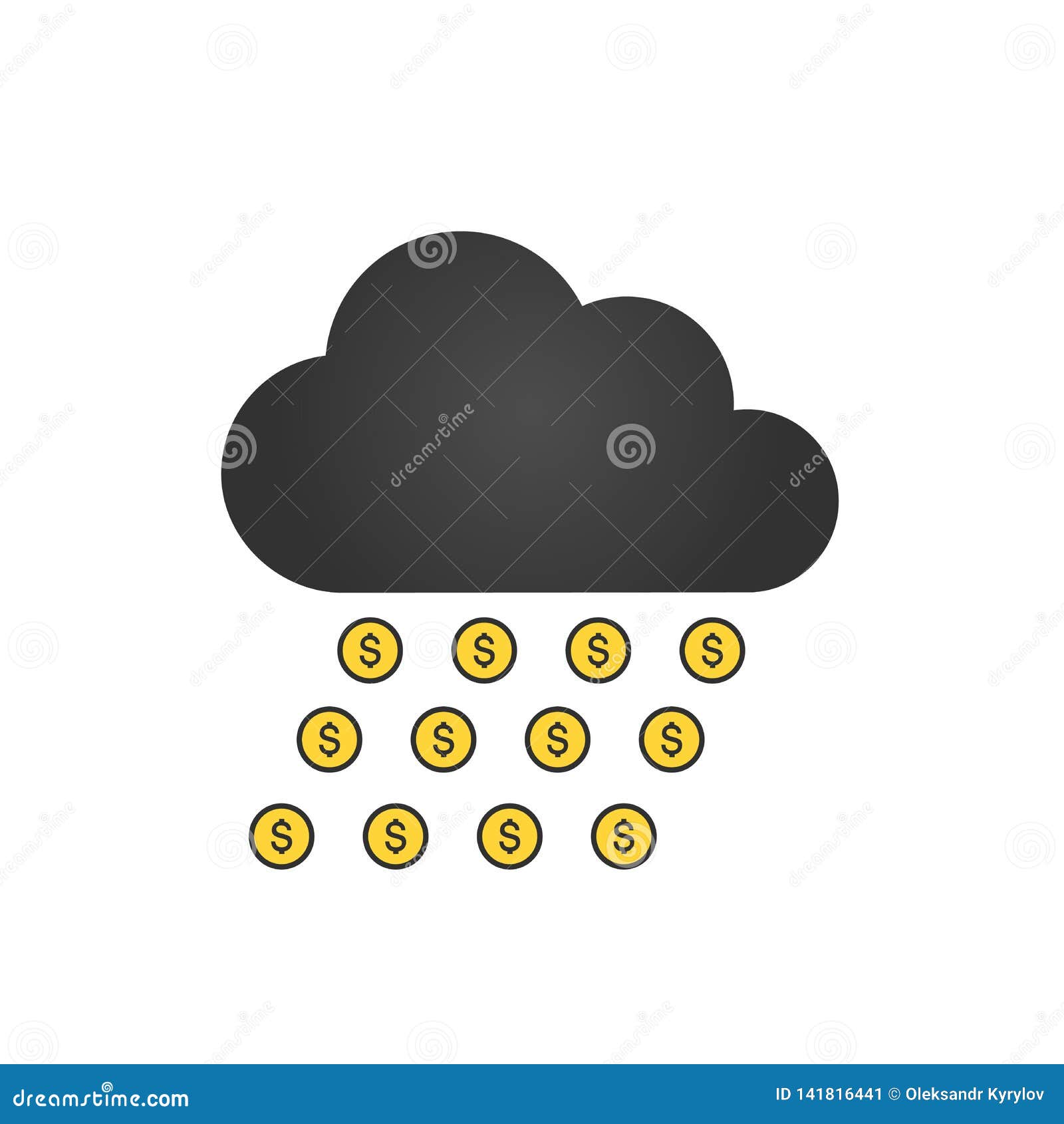 Make Money Icon. Money Rain. Business Concept. Cloud Mining. Flat ...