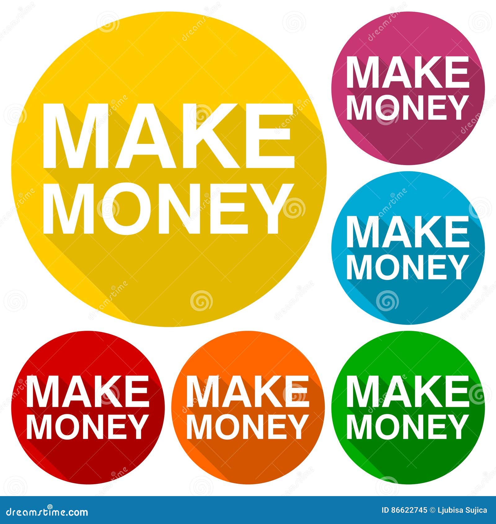 Make Money Icons Set with Long Shadow Stock Vector - Illustration of ...