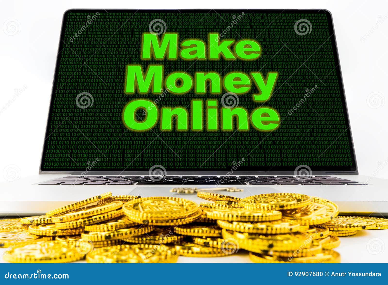 Make Money Online on Computer Screen Stock Photo - Image of financial ...