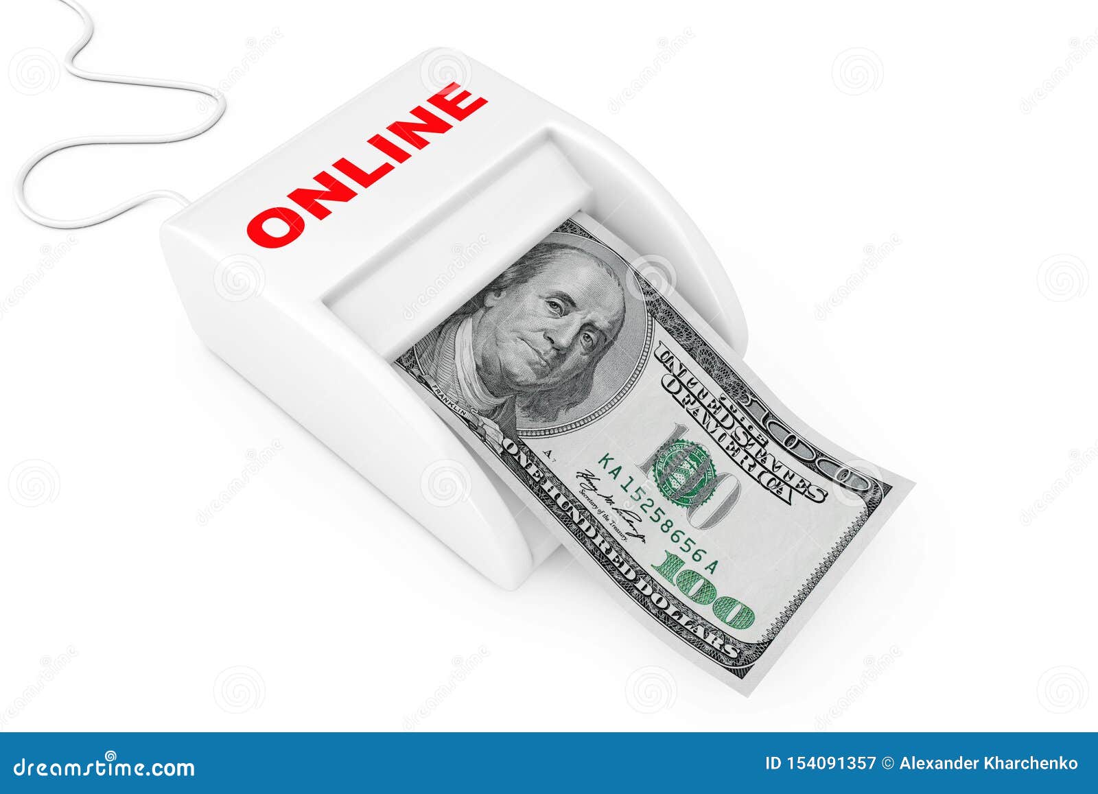 Make Money Online Concept. Money Maker Online Machine with Dollars ...