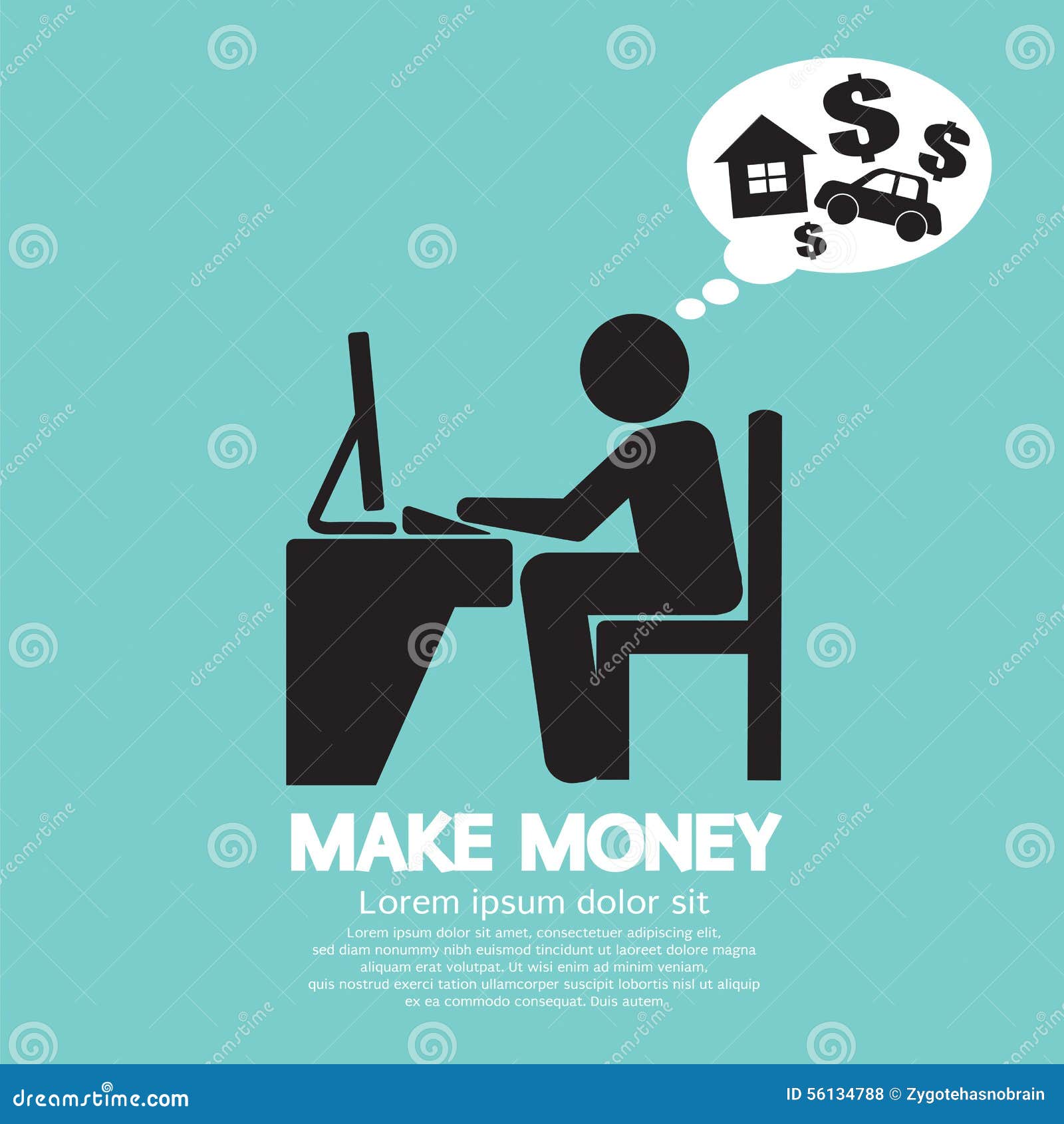 Make Money Person Working with Laptop. Stock Vector - Illustration of ...