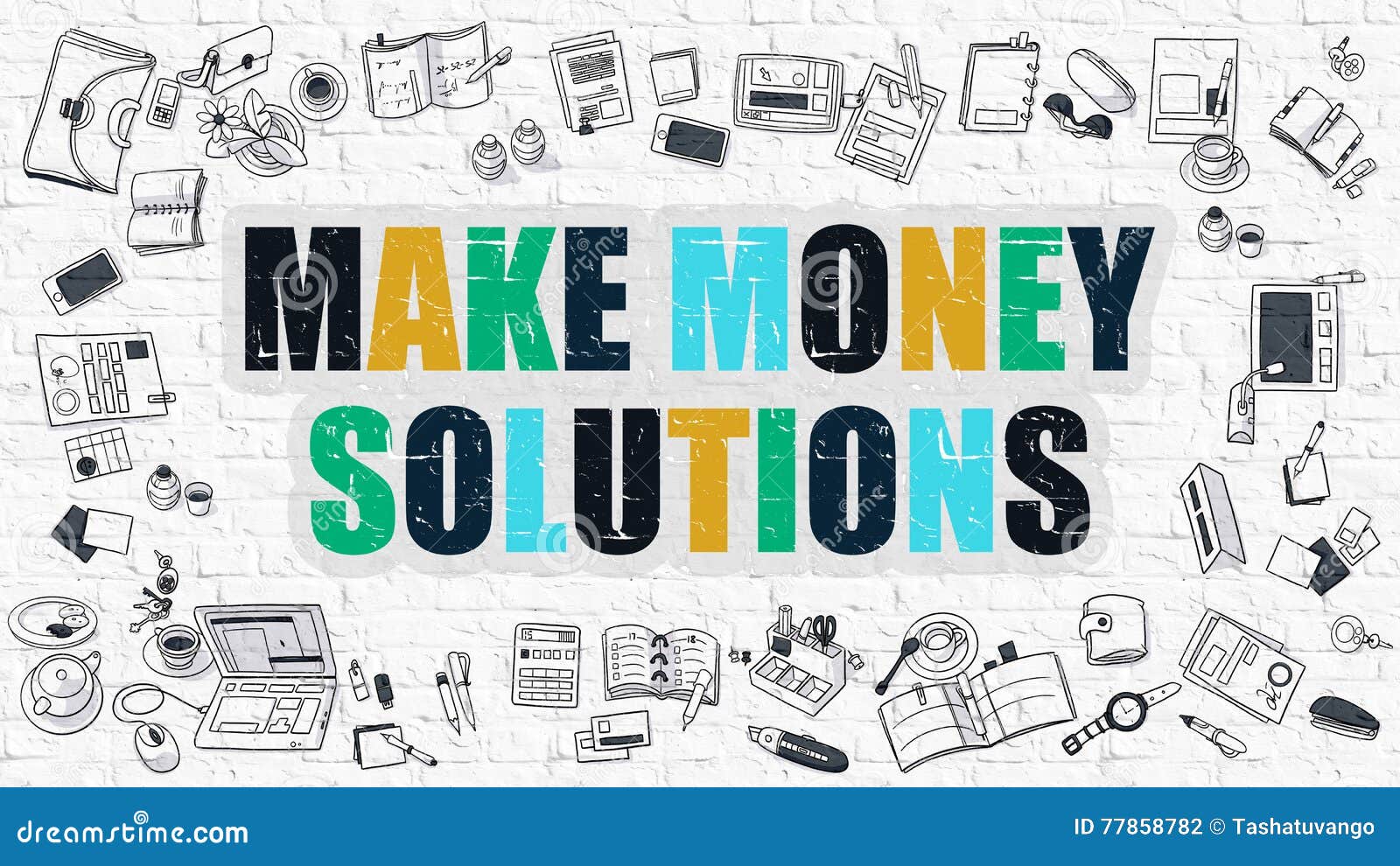 Make Money Solutions in Multicolor. Doodle Design. Stock Illustration ...