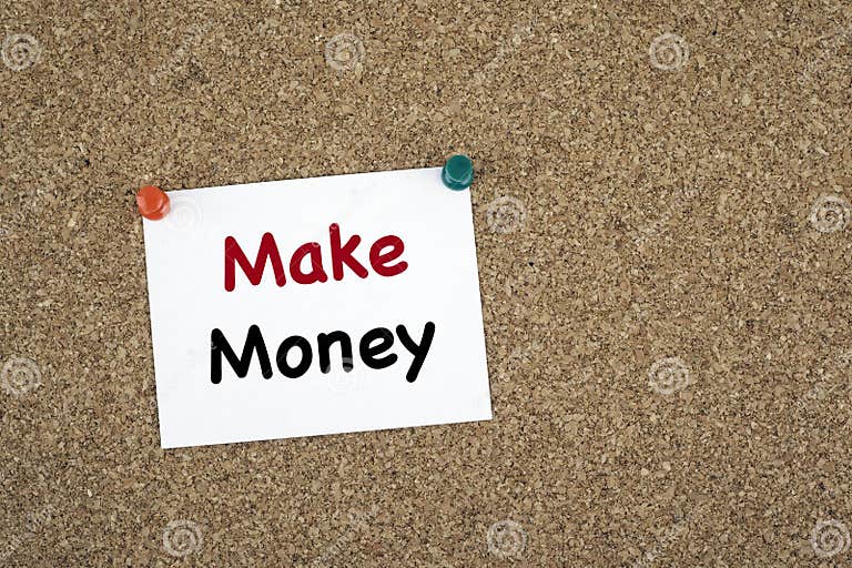 Make Money. Sticky Note on Cork Board Stock Photo - Image of idea ...