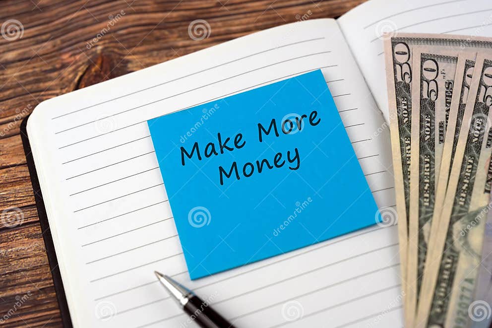 Make More Money Text on Adhesive Note Stock Image - Image of wages ...