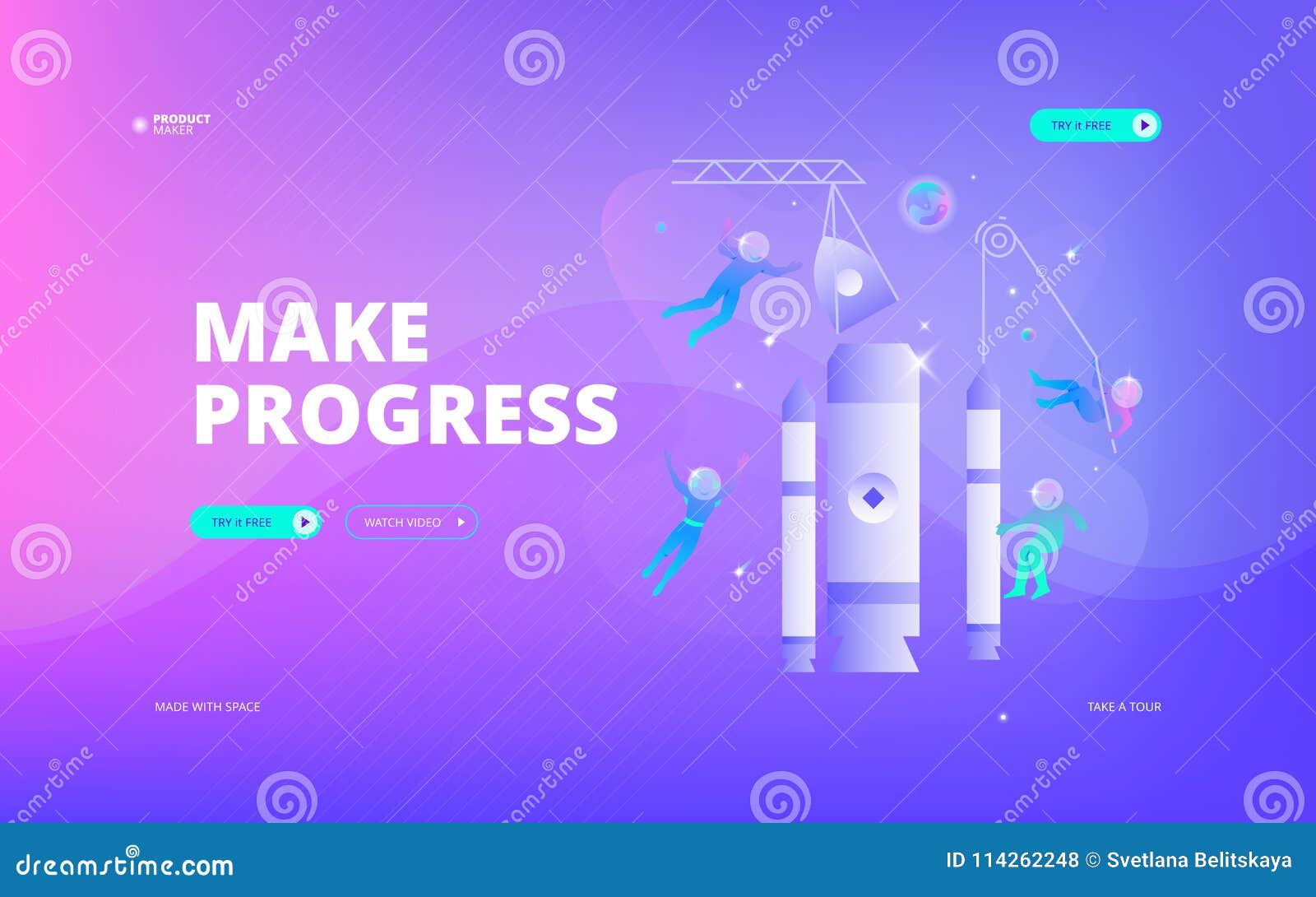 Make progress web banner stock vector. Illustration of silhouettes ...