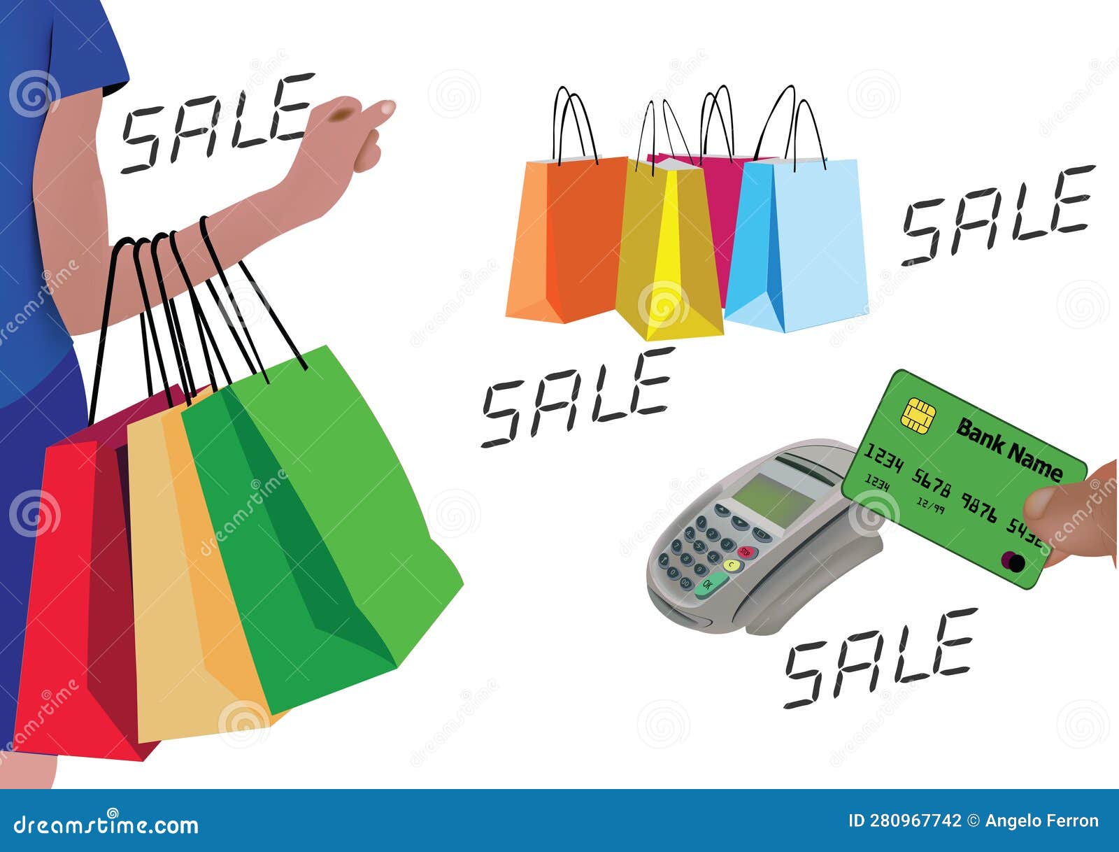 Make Purchases and Sales by Credit Card and Debit Card- Stock Vector ...