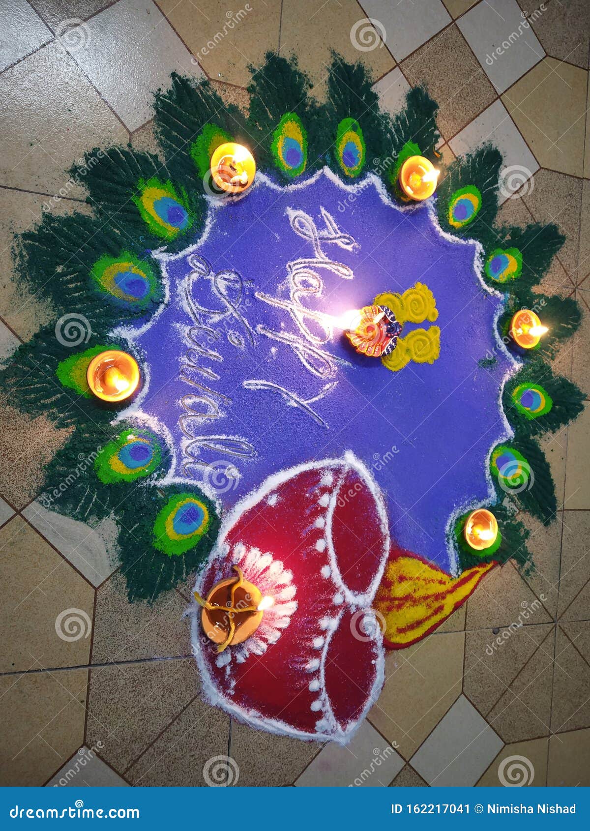 Make a Rangoli in Diwali and Decorate with Dipak Stock Image - Image of ...