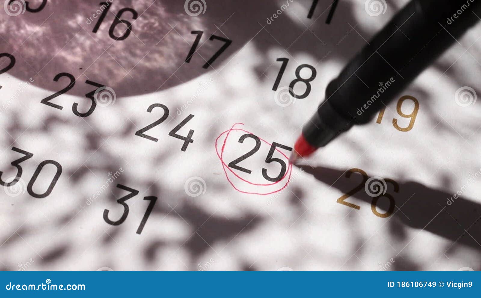 Red circle on calendar stock video. Video of appointment - 186106749