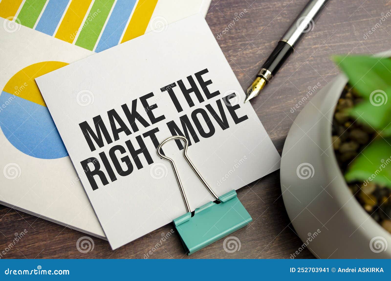 Make the Right Move Words on Notepad and Charts Stock Image - Image of ...