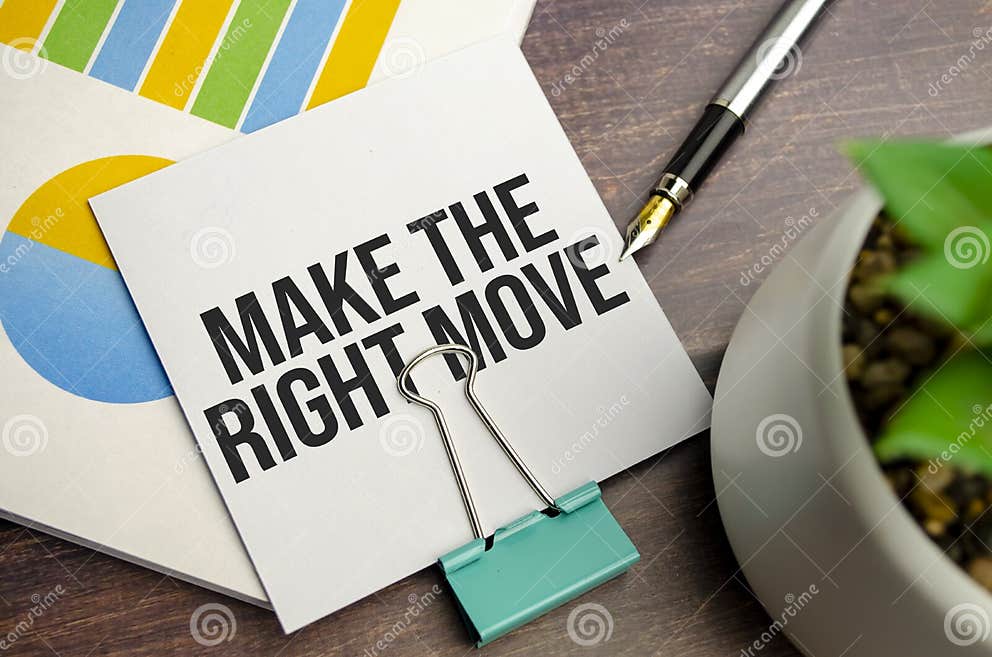 Make the Right Move Words on Notepad and Charts Stock Image - Image of ...