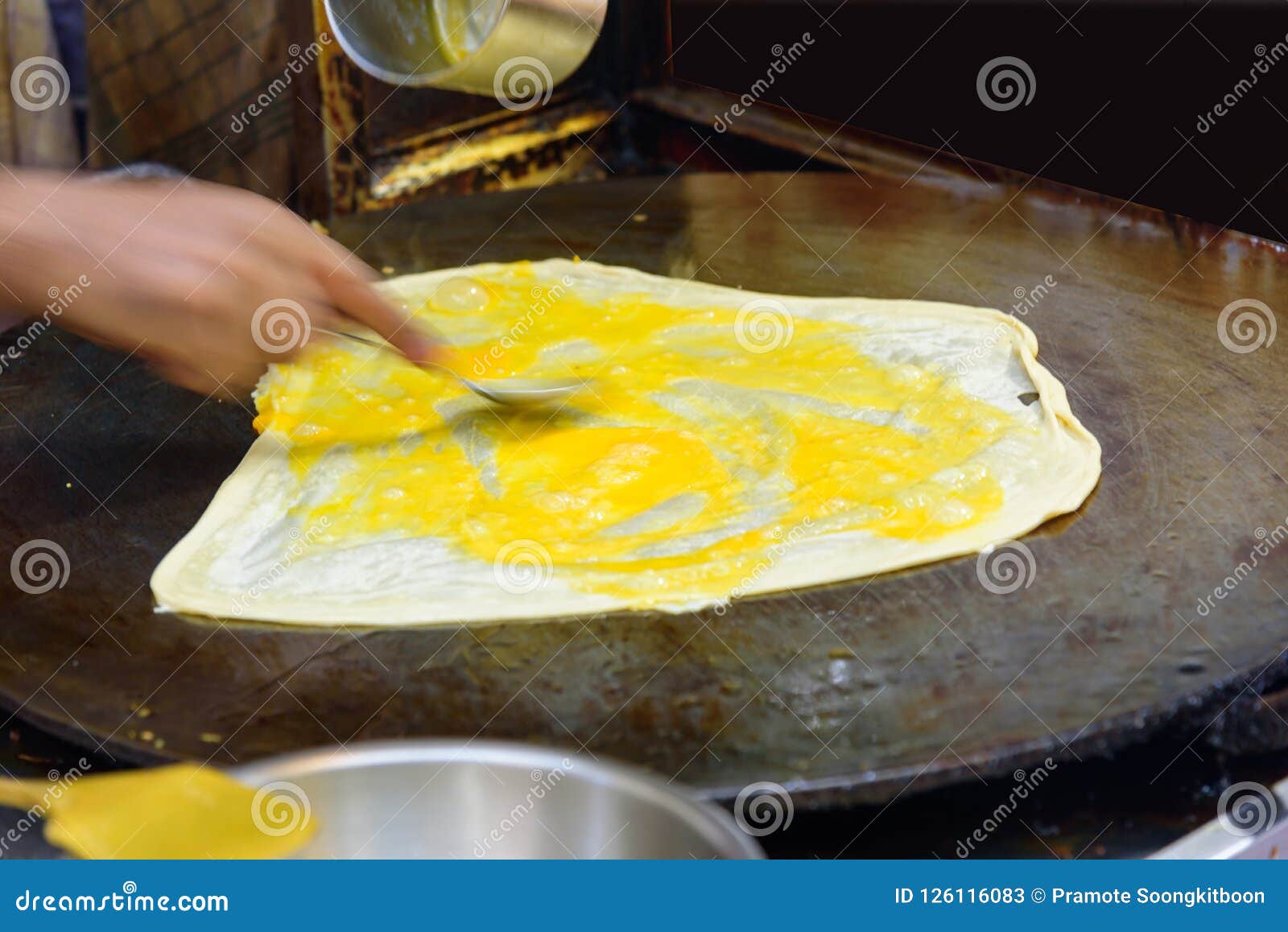 Make roti on the pan stock image. Image of street, cooking - 126116083