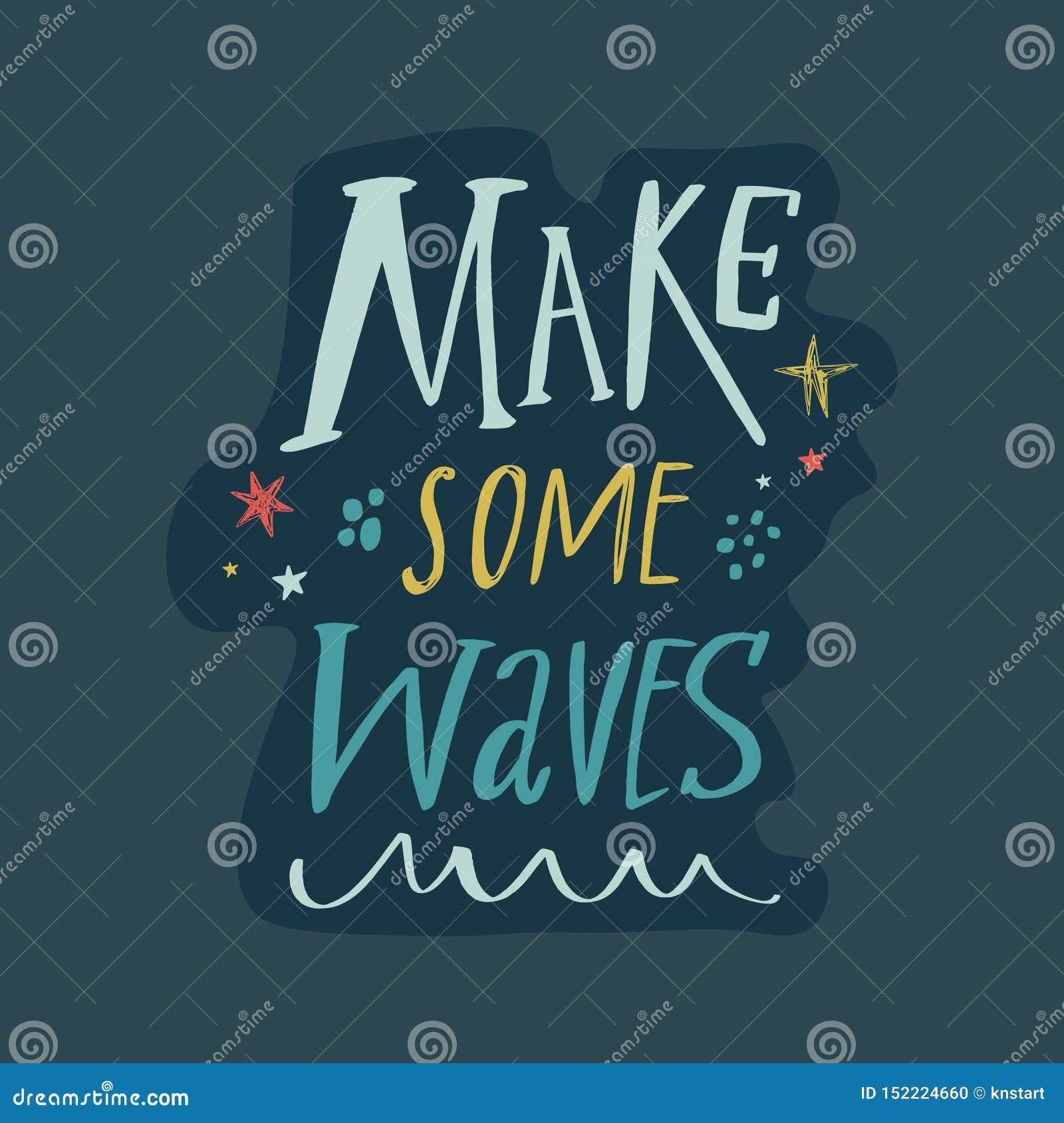 Make Some Waves Inspirational Phrase Doodle Lettering, Travel Quote ...