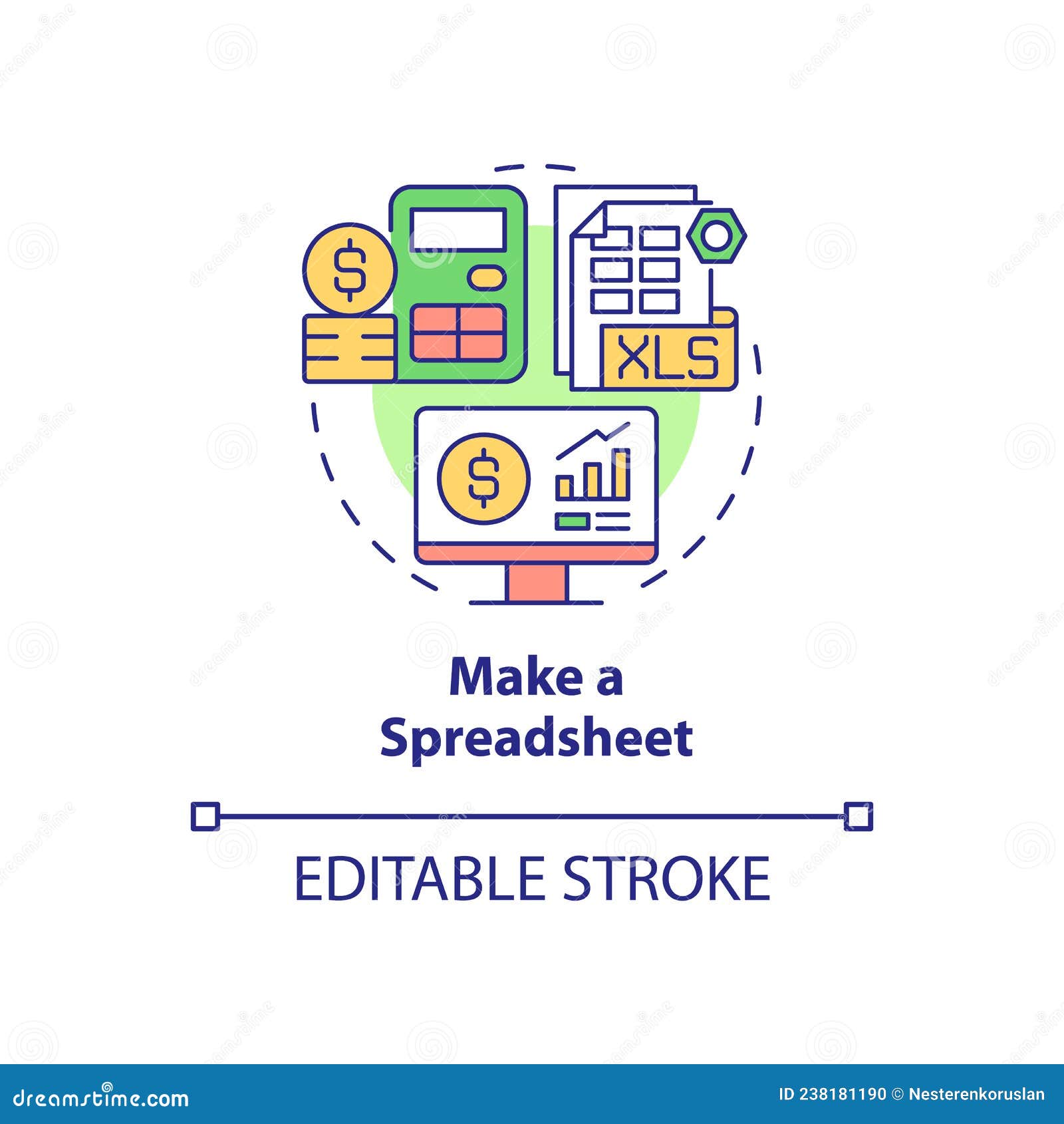 Make Spreadsheet Concept Icon Stock Vector - Illustration of lined ...