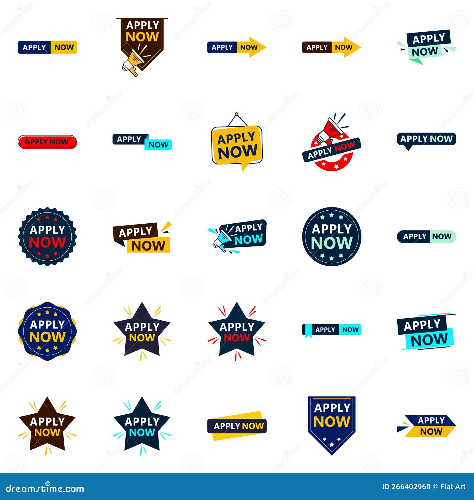 Make a Statement with Our Pack of 25 Apply Now Banners Stock Vector ...
