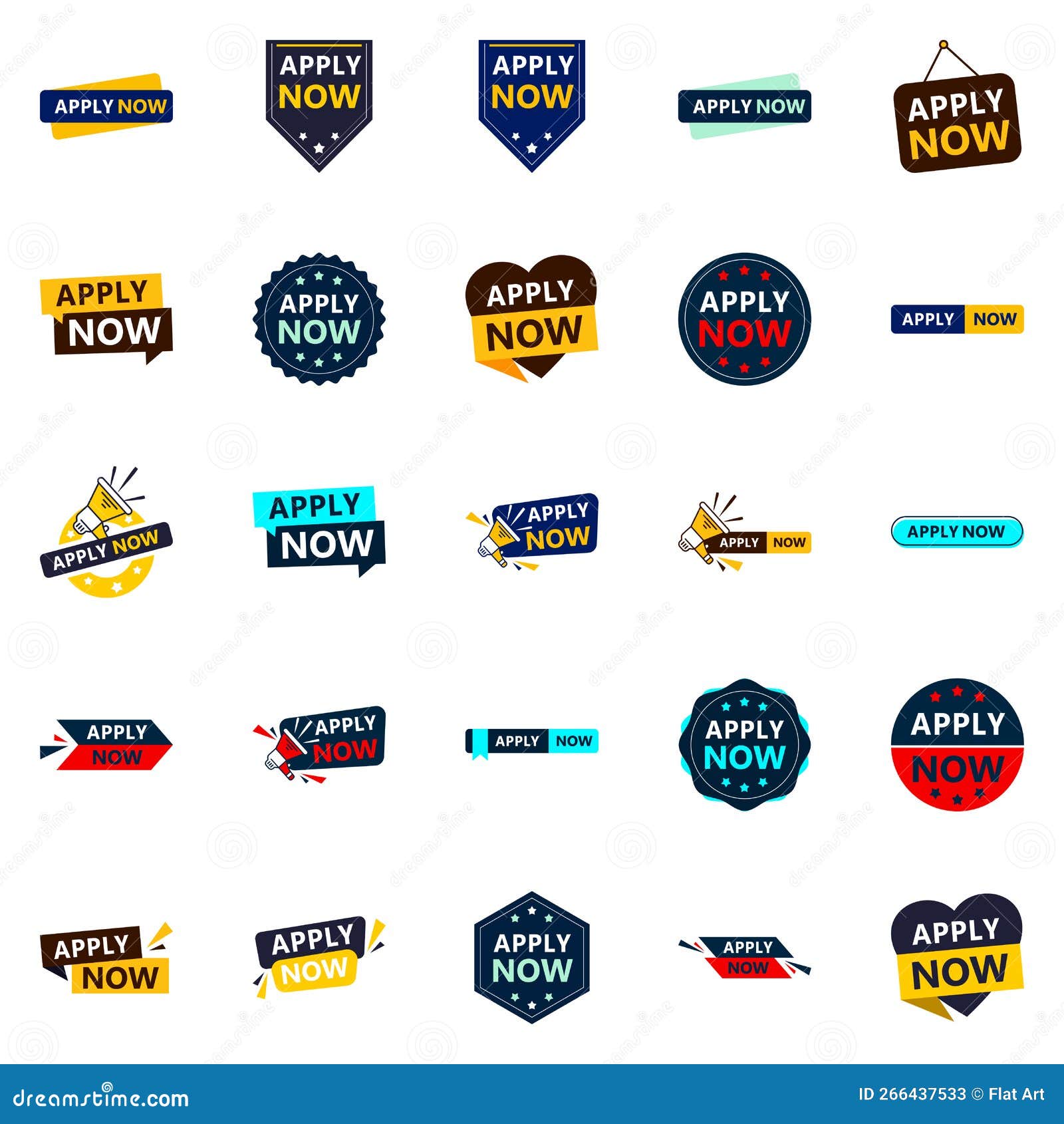 Make a Statement with Our Pack of 25 Apply Now Banners Stock Vector ...