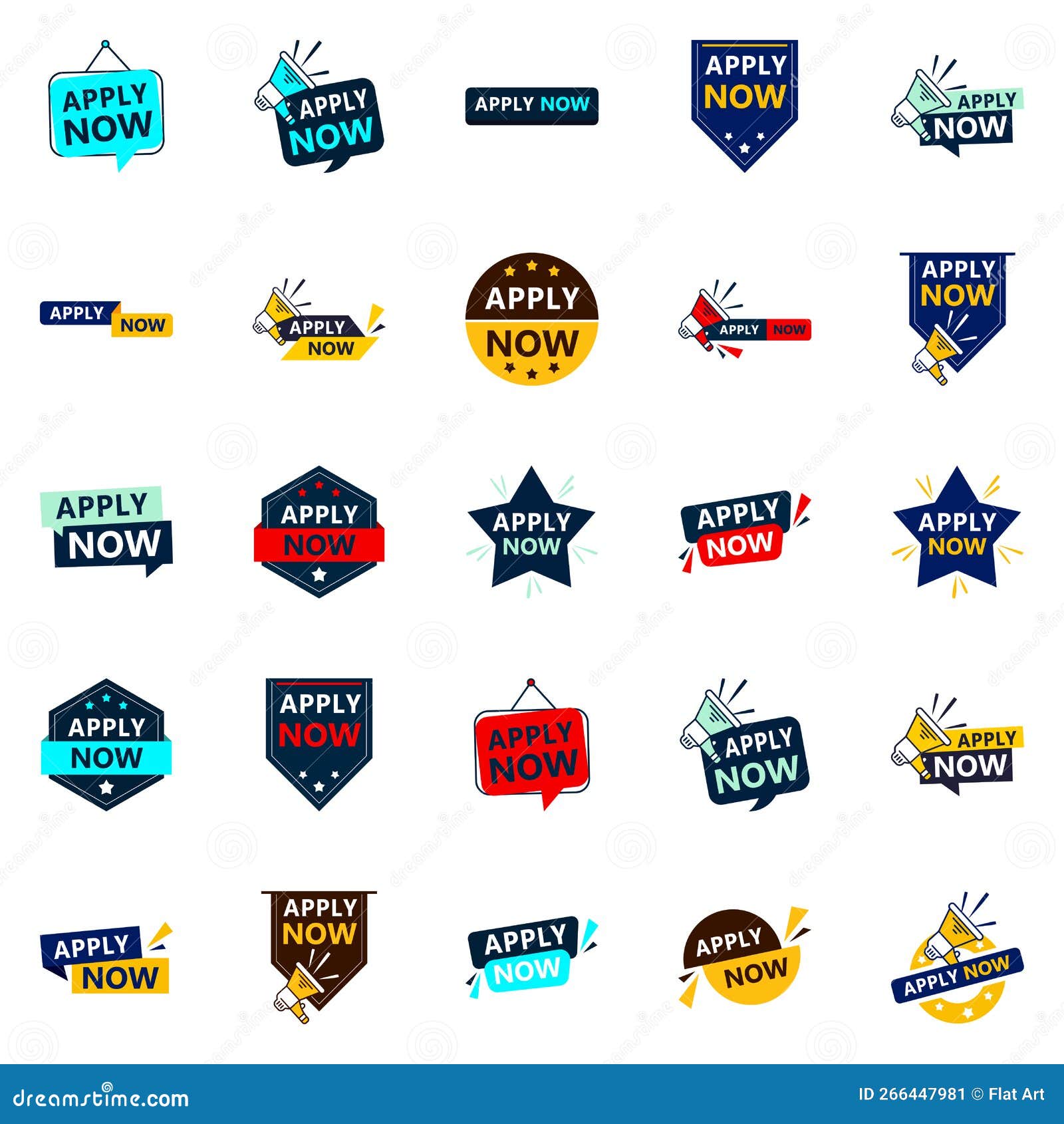 Make a Statement with Our Pack of 25 Apply Now Banners Stock Vector ...