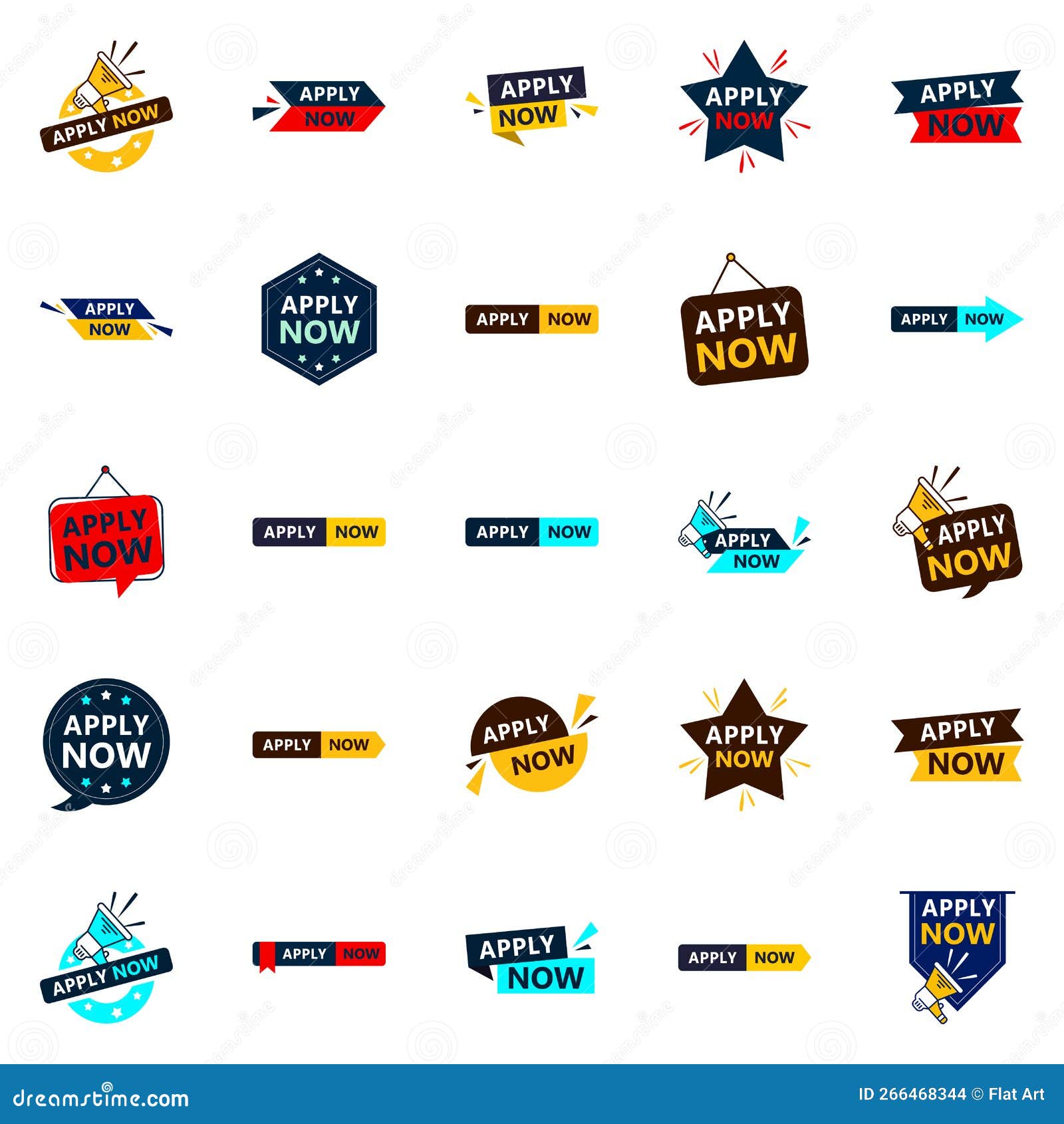 Make a Statement with Our Pack of 25 Apply Now Banners Stock Vector ...
