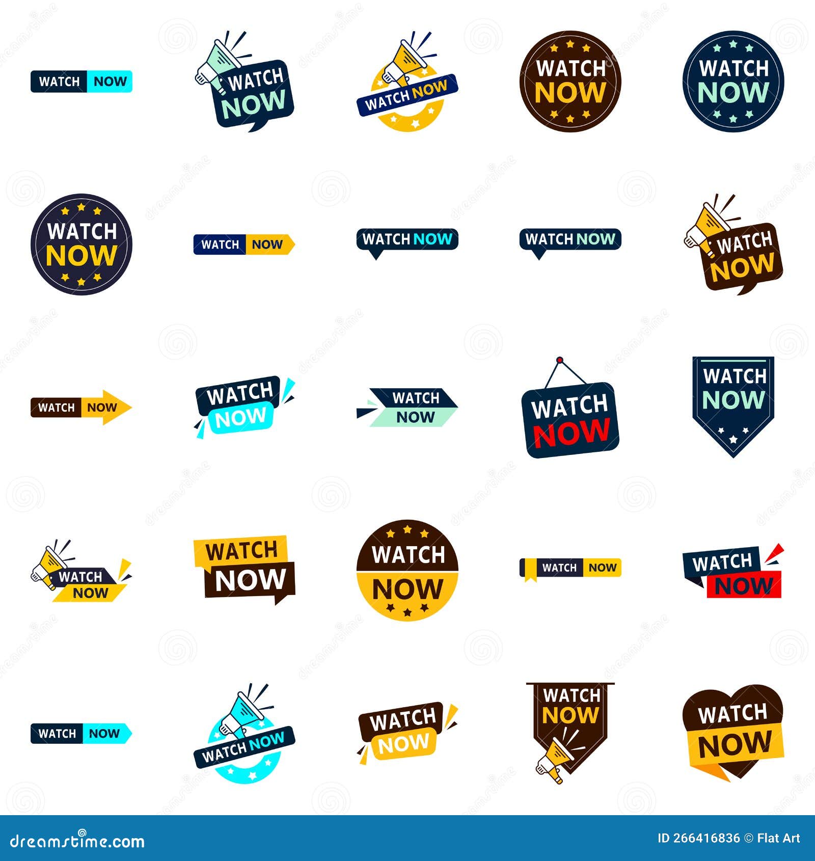 Make a Statement with Our Pack of 25 Watch Now Banners Stock Vector ...