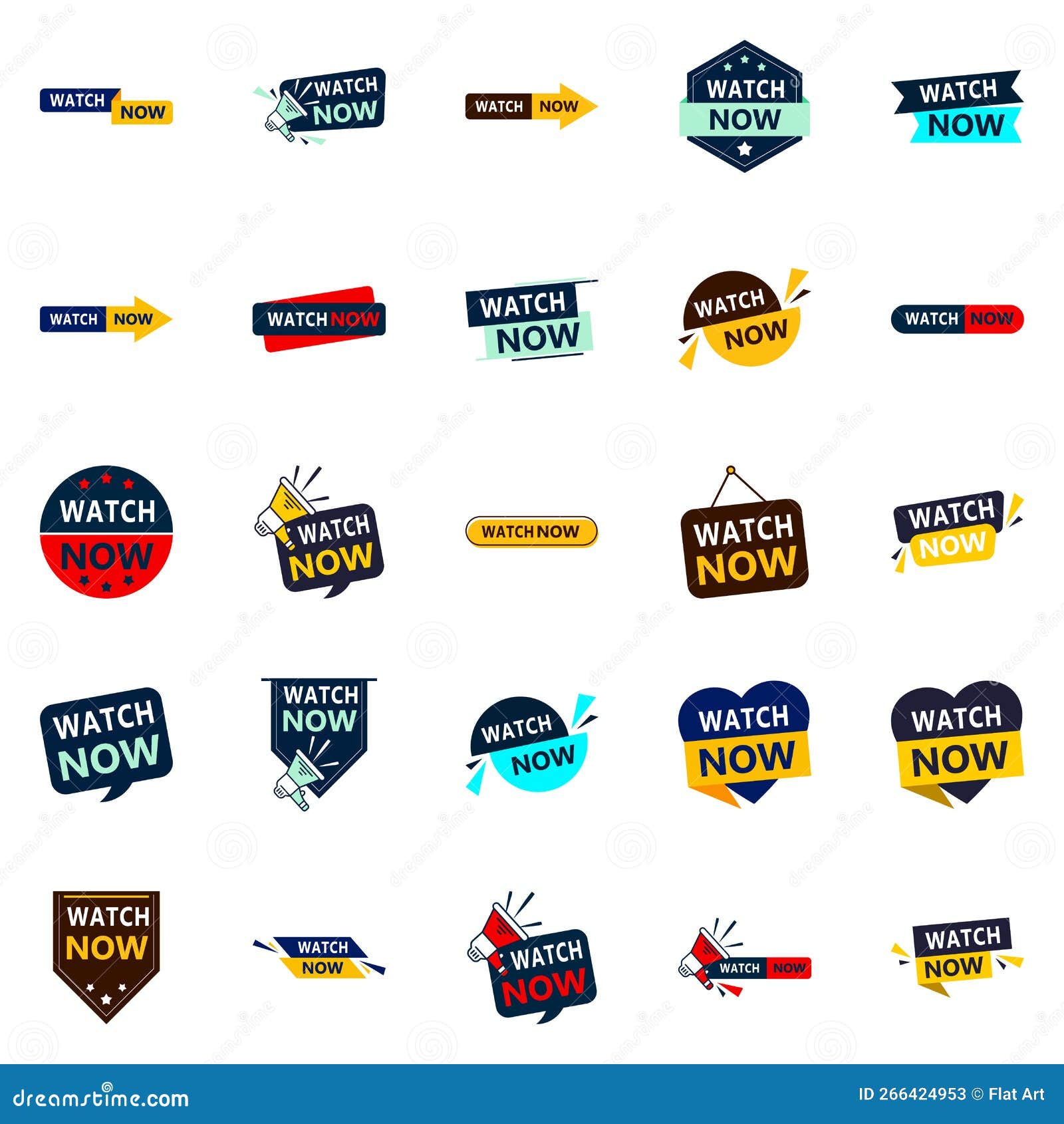 Make a Statement with Our Pack of 25 Watch Now Banners Stock Vector ...