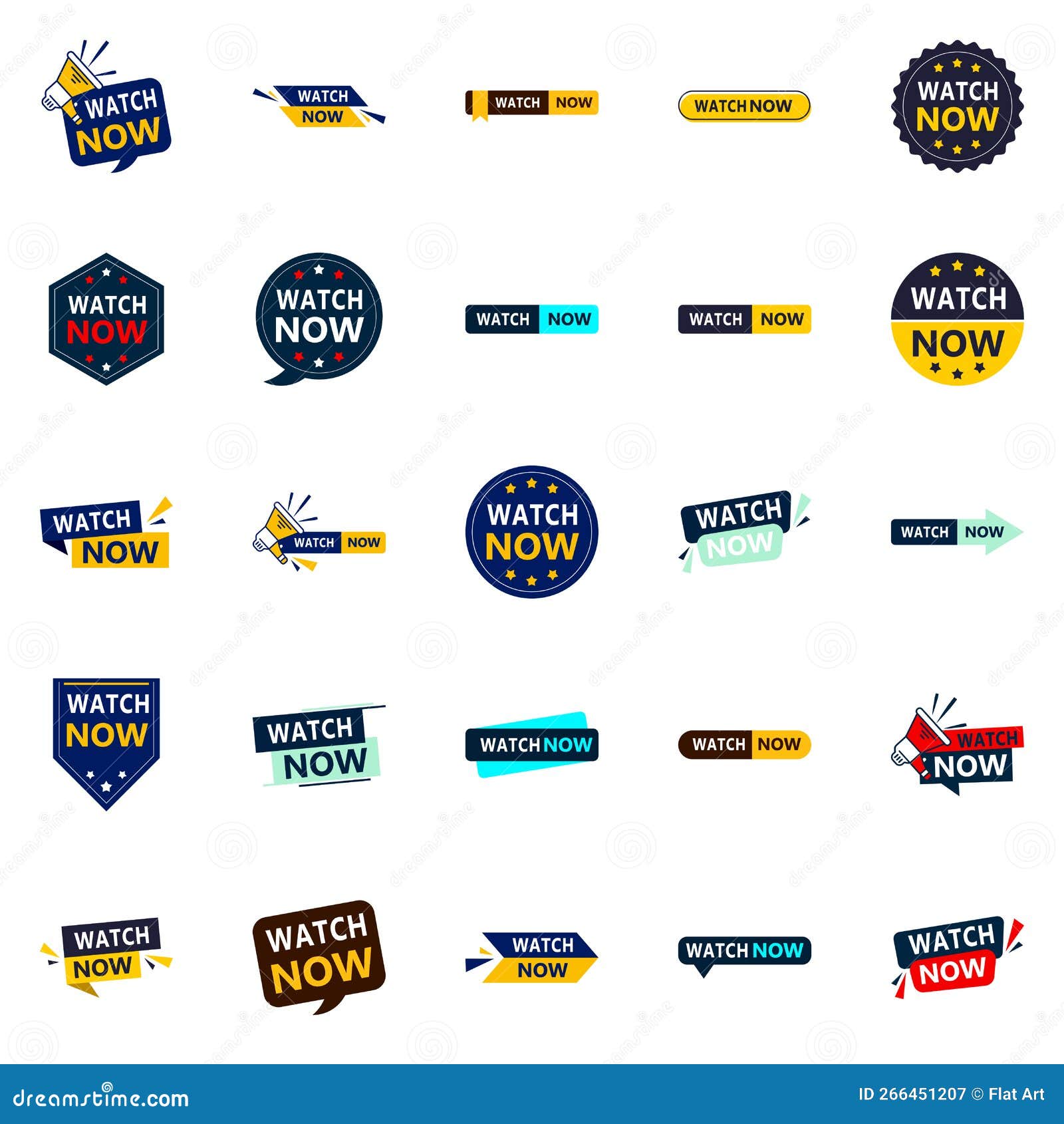 Make a Statement with Our Pack of 25 Watch Now Banners Stock Vector ...