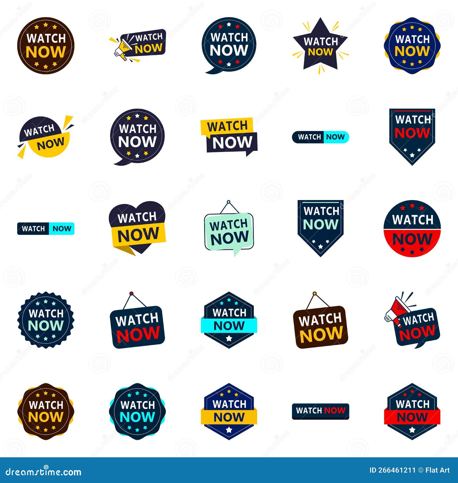 Make a Statement with Our Pack of 25 Watch Now Banners Stock Vector ...