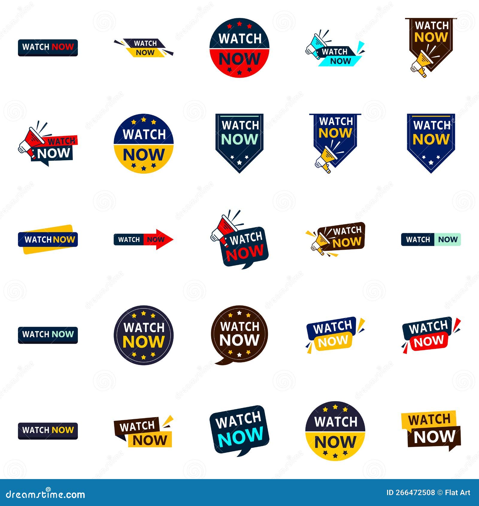 Make a Statement with Our Pack of 25 Watch Now Banners Stock Vector ...