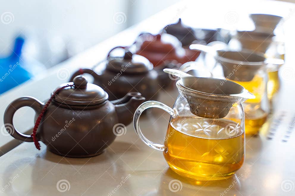 Make Tea with Teapot in the Cafe Stock Image - Image of pitcher, green ...