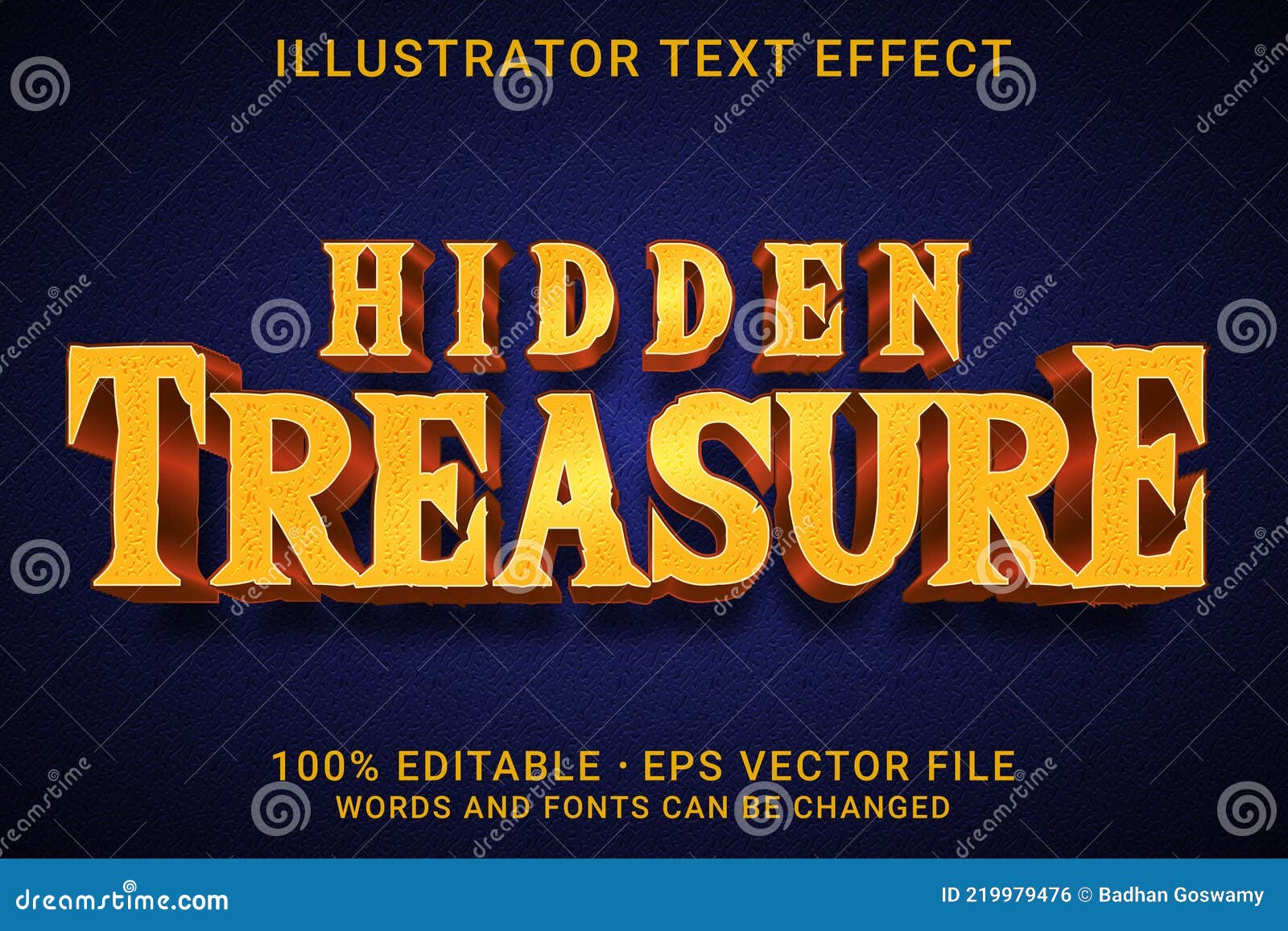 HIDDEN TREASURE 3d -Editable Text Effect Stock Vector - Illustration of ...