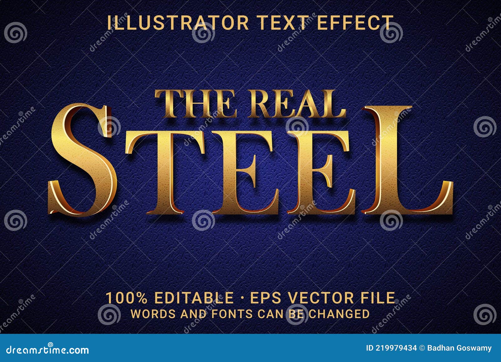 The REAL STEEL 3d -Editable Text Effect Stock Vector - Illustration of ...