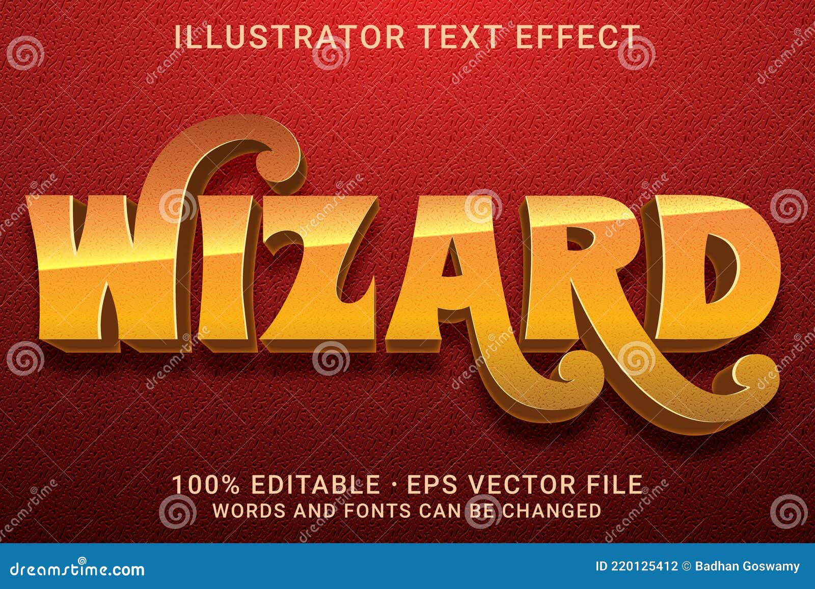 WIZARD 3d -Editable Text Effect Stock Vector - Illustration of shadow ...
