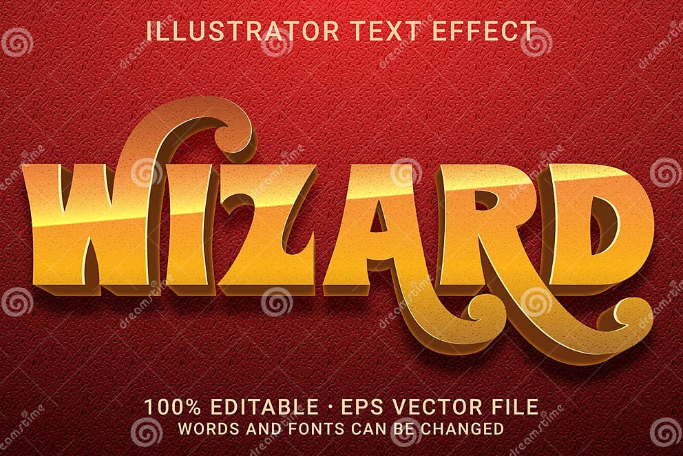WIZARD 3d -Editable Text Effect Stock Vector - Illustration of shadow ...