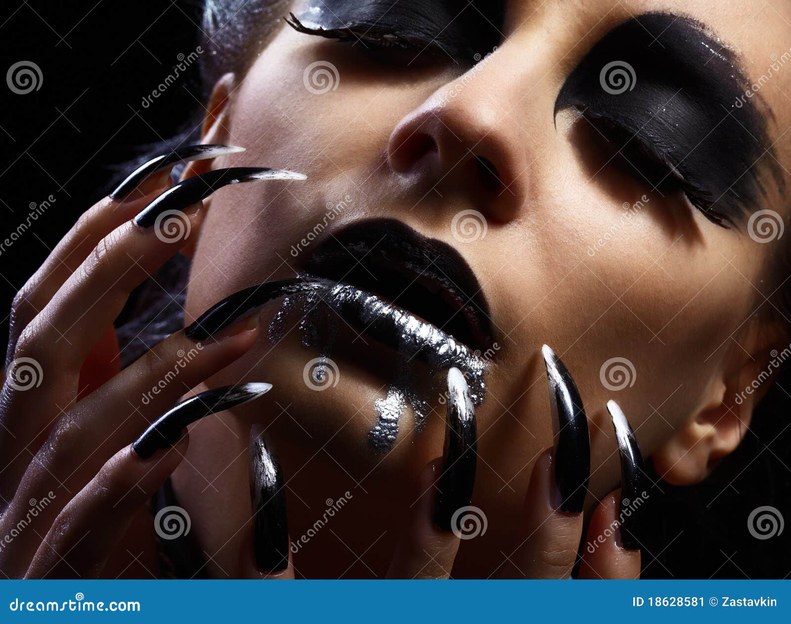 Make-up stock image. Image of nails, lips, emotion, headshot - 18628581