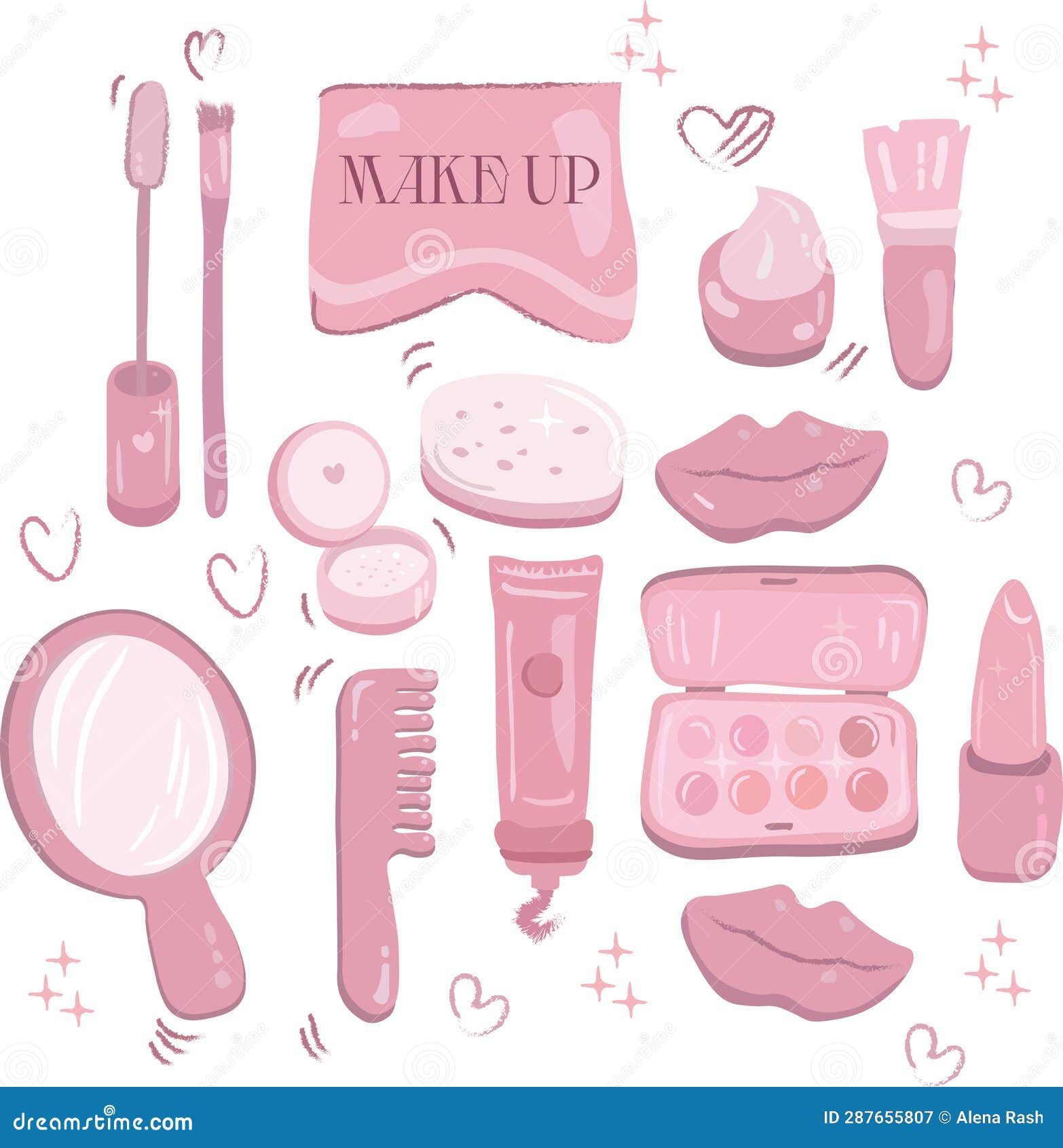 MAKE UP SET GIRL GIRLS BARBIE PINK BRUSH AI PNG DOWNLOAD GOLD MIRROR ...
