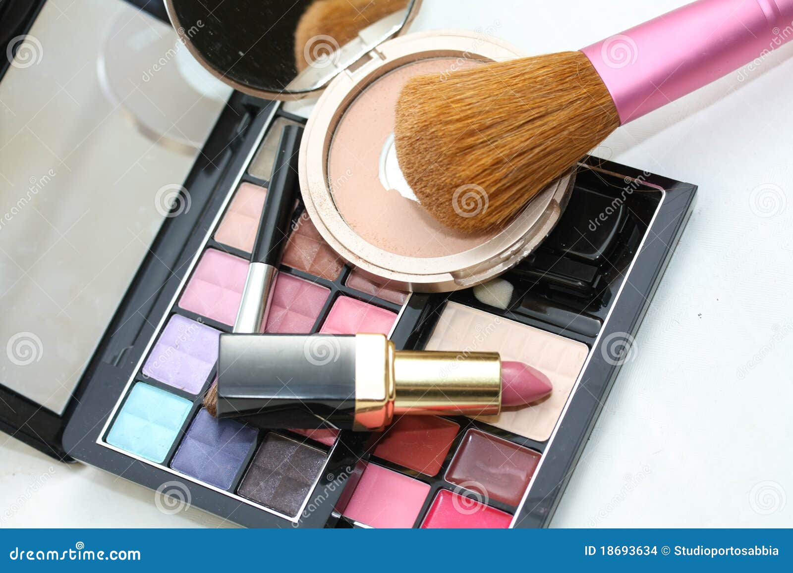 Make up and accessories stock photo. Image of peach, brush - 18693634