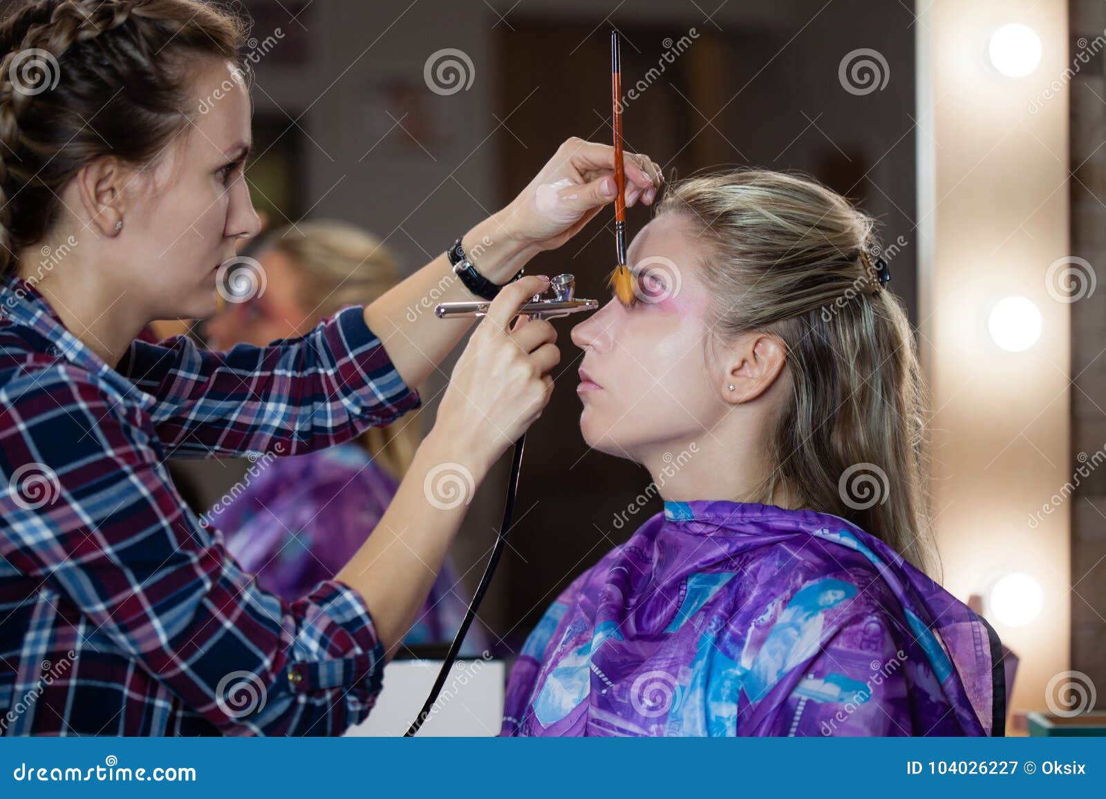 Make up with airbrush stock image. Image of attractive - 104026227