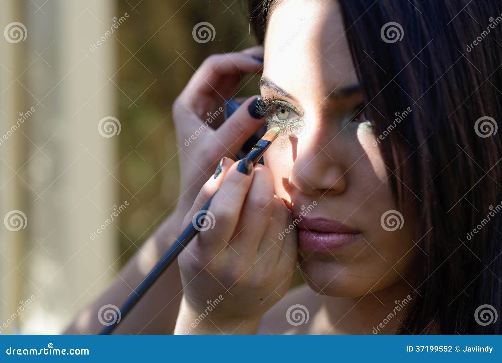 Make-up Applying Eyeshadow on Model S Eye Stock Photo - Image of lashes ...