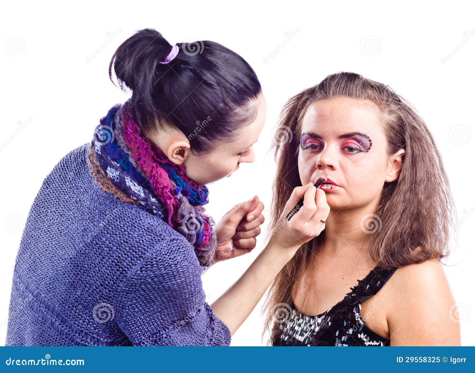 Make Up Artist Applying Make Up on Actress Stock Image - Image of ...