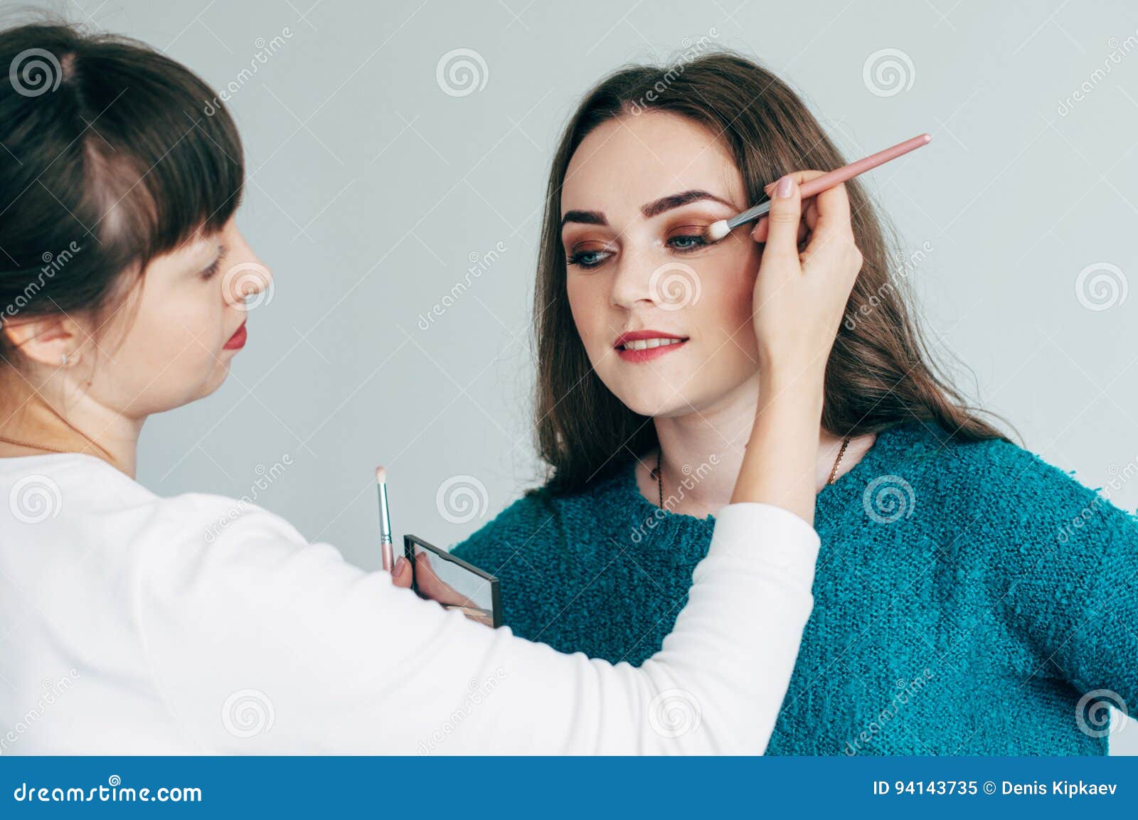 Make-up Artist Does the Make-up of the Girl Stock Image - Image of ...