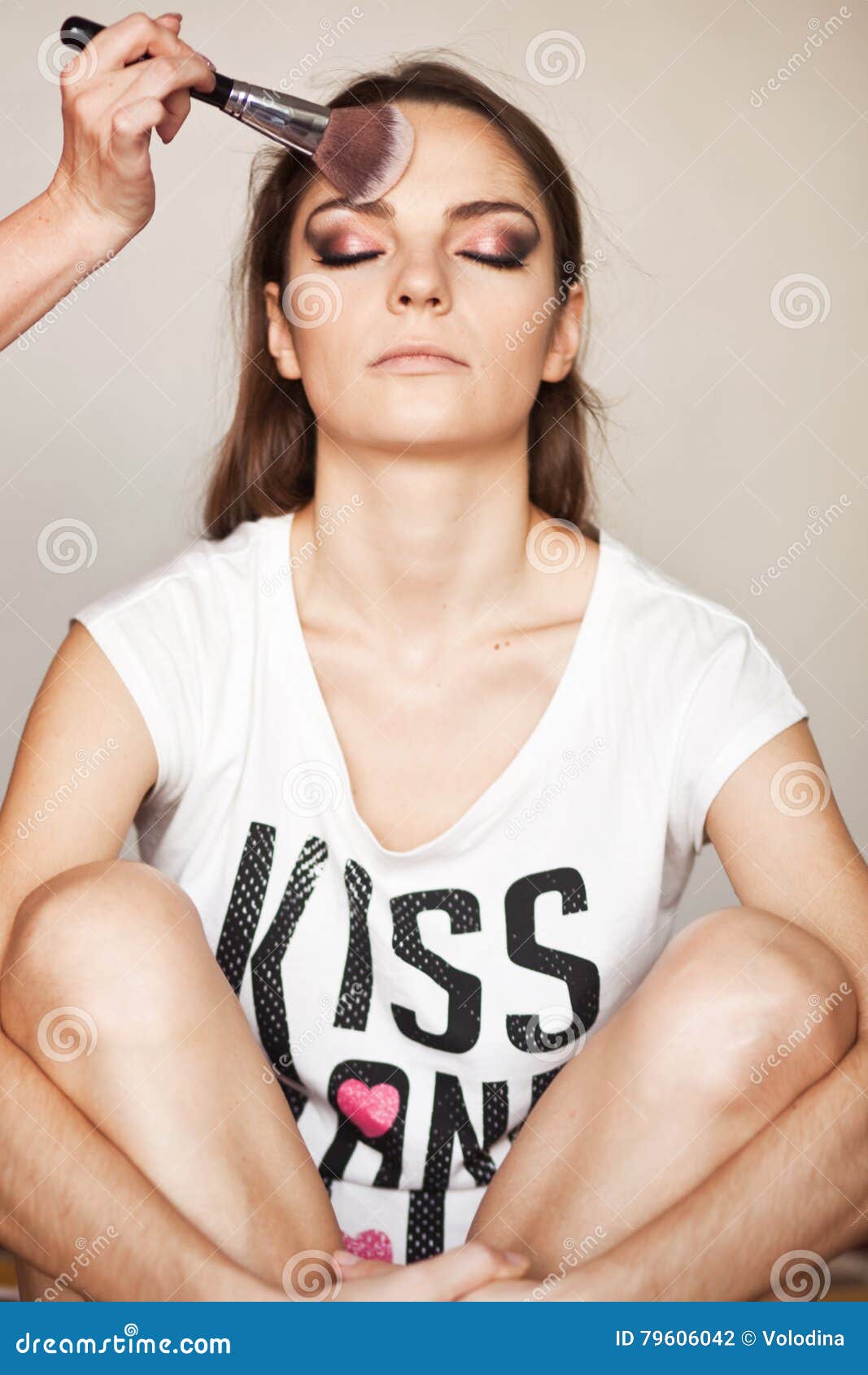 Make Up Artist Doing Makeup for Model Stock Photo - Image of attractive ...